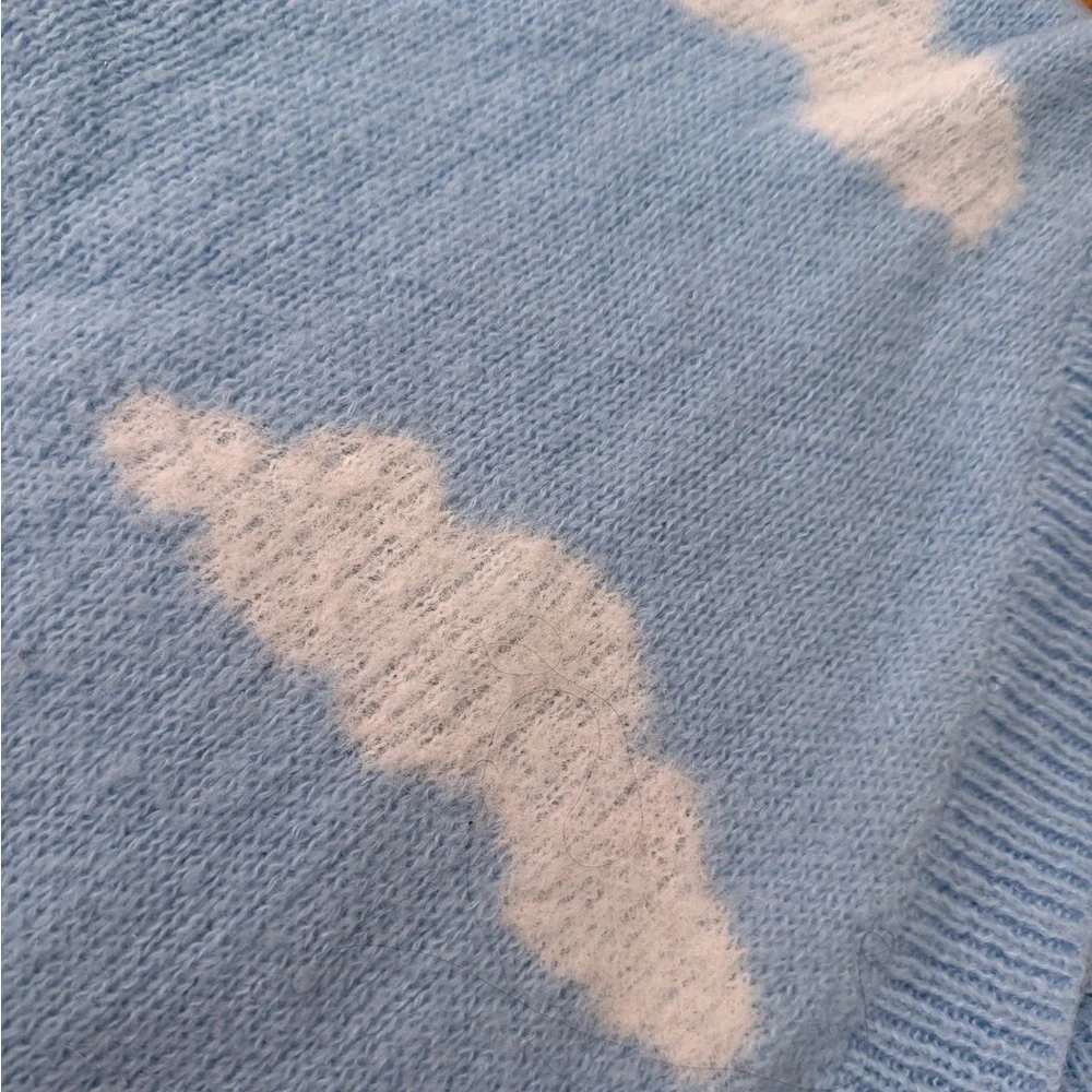 Sweaters | Blue Cardigan With Cloud Pattern | Poshmark